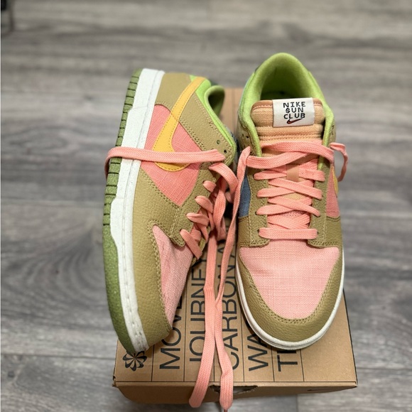Nike | Shoes | Nike Pink And Green Dunk Low Sneakers | Poshmark